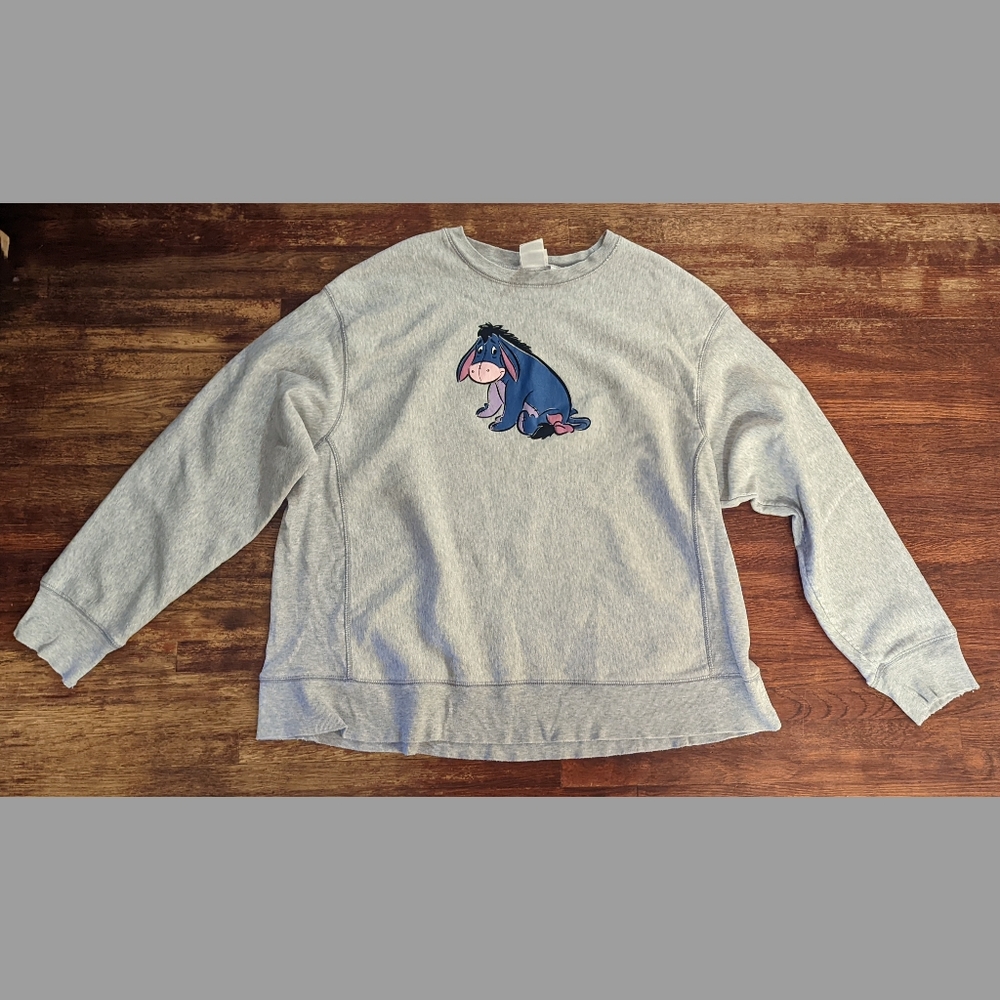 Disney Grey Winnie The Pooh Eeyore Vintage Retro Crew… - Gem